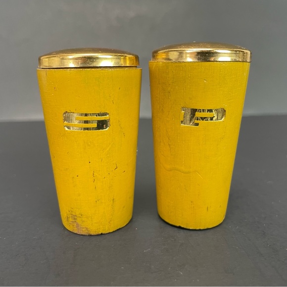 Dining | Mid Century Modern Salt Pepper Shakers Set Gold Top Retro ...
